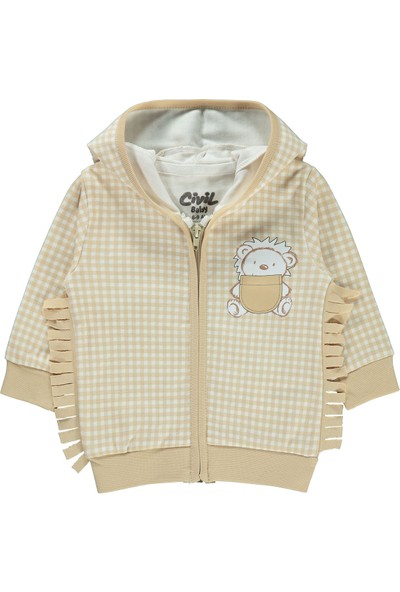 Civil Baby Bebek Kapüşonlu Hırka 6-18 Ay Sütlü Kahve