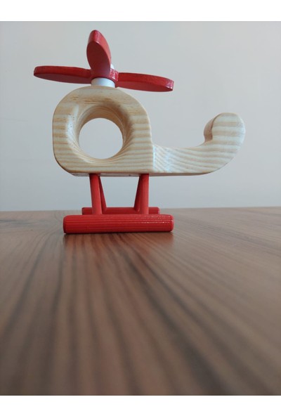 As-el Ticaret Ahşap Helikopter Oyuncak Kırmızı