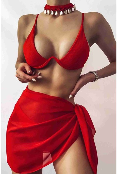 Markafon Tül Pareo Kırmızı Markafon Tül Pareo Kırmızı