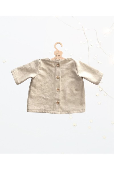 Trn Collection Natürel Pamuk Keten Arkası Ilikli Bebek Gömlek Trn Collection Natürel Pamuk Keten Arkası Ilikli Bebek Gömlek