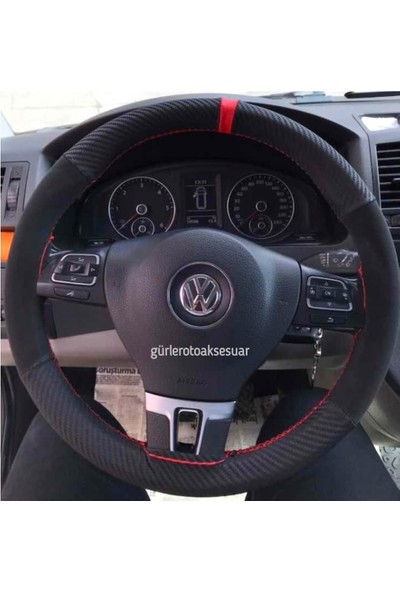 Transporter T6-T7 Dikme Direksiyon Kılıfı Alkantra Karbon Kırmızı Transporter T6-T7 Dikme Direksiyon Kılıfı Alkantra Karbon Kırmızı