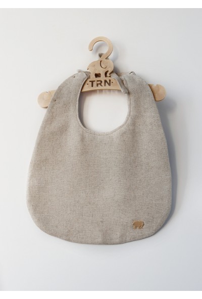 Natürel Keten Boyuncan Bağcıklı Özel Tasarım Önlük