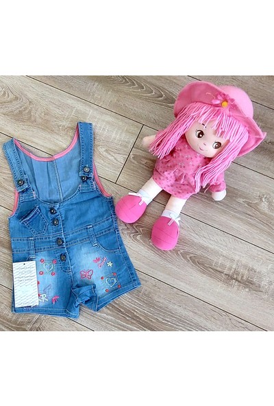 Sam 2 Only Nakışlı Kot Salopet Şort Tulum