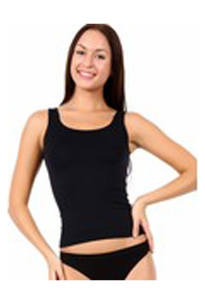 3'lü Tutku Bayan Elastan Geniş Askılı Atlet Siyah