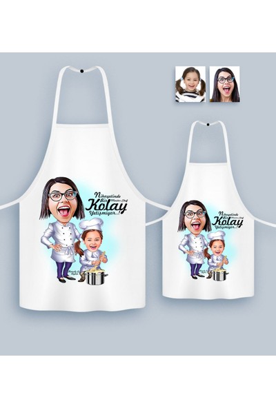 Kişiye Özel Ikili Anne Kız Master Chef Karikatürlü Mutfak Önlüğü Seti Kişiye Özel Ikili Anne Kız Master Chef Karikatürlü Mutfak Önlüğü Seti