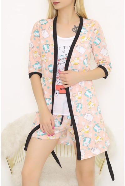 Desenli 3'lü Takım Açıkpudra - 9694.102. Desenli 3'lü Takım Açıkpudra - 9694.102.