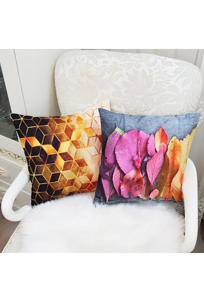 Körfez Kırlent Karışık Desen Kırlent Kılıfı 2li Kombin Set
