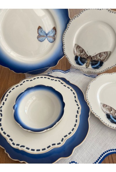 MD Mimoza Dekor 24 Parça 6 Kişilik Indigo Yemek Takımı