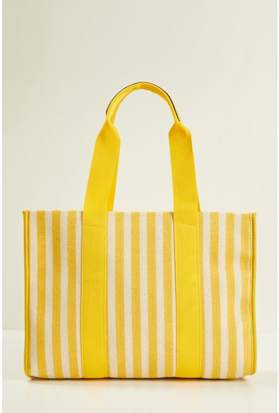 Sellss Çizgili Deri Saplı Kadın Tote Çanta