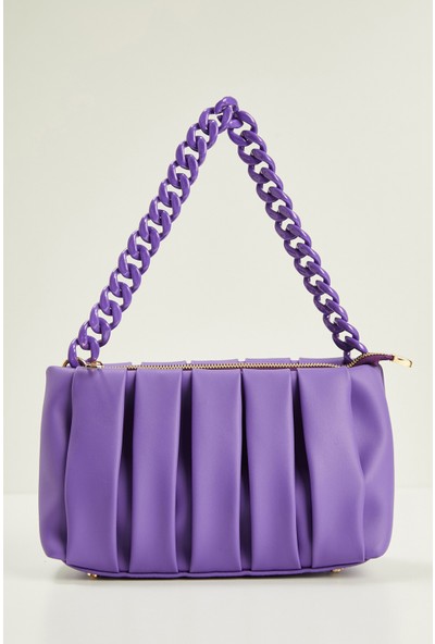 Sellss Pileli Yumuşak Deri Zincirli El ve Omuz Çanta Kadın