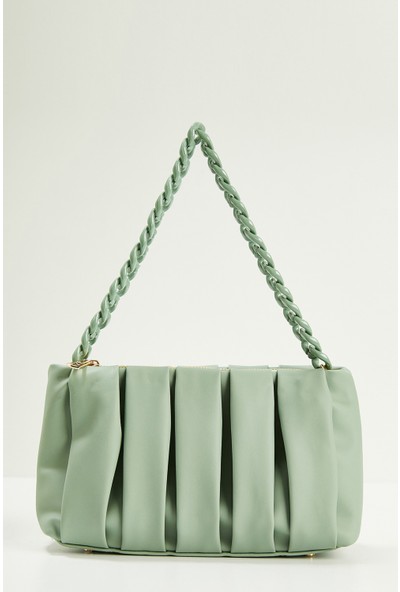 Sellss Pileli Yumuşak Deri Zincirli El ve Omuz Çanta Kadın