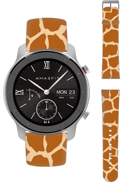Cekuonline Amazfit Gtr 42 mm Popart Silikon Kordon Kayış - Zurafa Desen Cekuonline Amazfit Gtr 42 mm Popart Silikon Kordon Kayış - Zurafa Desen