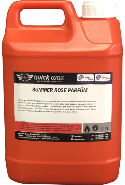 Quick Wax Quickwax Summer Rose Halı Parfüm 5lt Quick Wax Quickwax Summer Rose Halı Parfüm 5lt