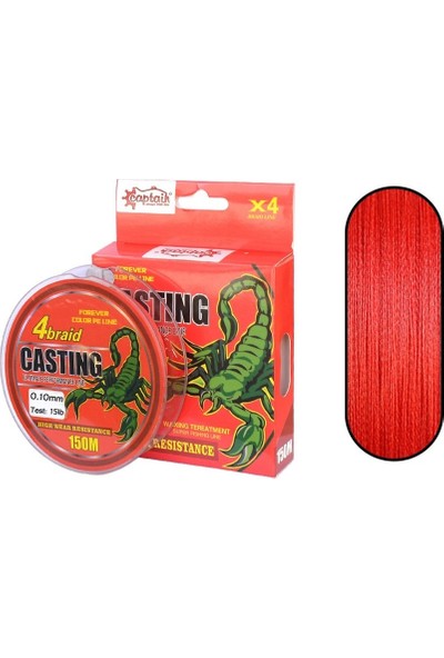 Captain Casting Pe 4 Kat Spin Ip Model Balıkçı Olta Misinası 150MT Kırmızı Captain Casting Pe 4 Kat Spin Ip Model Balıkçı Olta Misinası 150MT Kırmızı