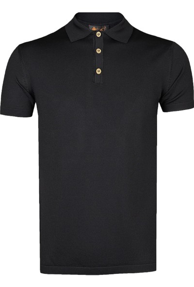 CO Cewo Tricot Basic Siyah Polo Triko Tişört