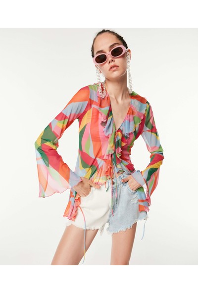 Twist Fırfır Şeritli Bluz