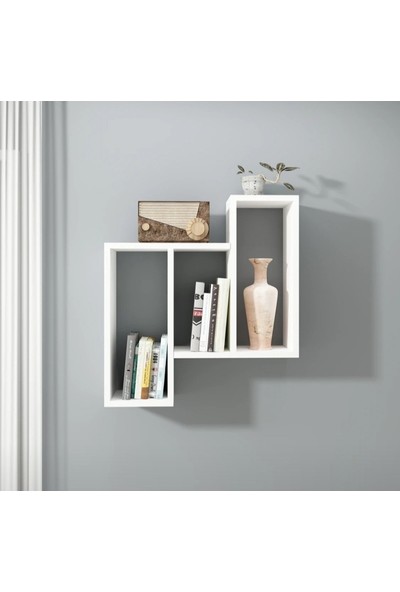 Yiğit Decoration Beyaz Dekoratif Çok Amaçlı Kitaplık Duvar Rafı Yiğit Decoration Beyaz Dekoratif Çok Amaçlı Kitaplık Duvar Rafı