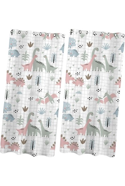 2 Panel Karartma Perdesi Termal Yalıtılmış Perdeler Yatak Odası Oturma Odası Dinozor