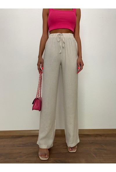 Taş Rengi Keten Pantalon