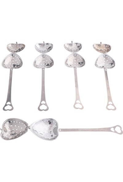 5 Adet Paslanmaz Çelik Yeniden Kullanılabilir Çay Filtresi Süzgeç Uzun Sap