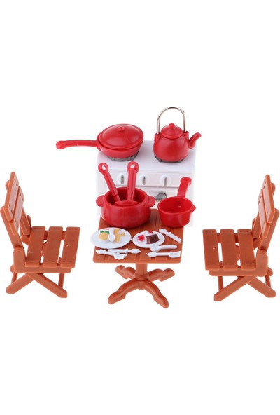 1/12 Ölçekli Piknik Masası 2 Sandalye ve Mutfak Eşyası Set Bebek Evi Minyatür 1/12 Ölçekli Piknik Masası 2 Sandalye ve Mutfak Eşyası Set Bebek Evi Minyatür