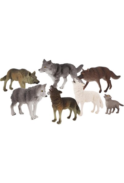 7x Pvc Kurt Heykelcik Oyuncak Kek Toppers Dekor Minyatür Yaratıklar 3+ 7x Pvc Kurt Heykelcik Oyuncak Kek Toppers Dekor Minyatür Yaratıklar 3+