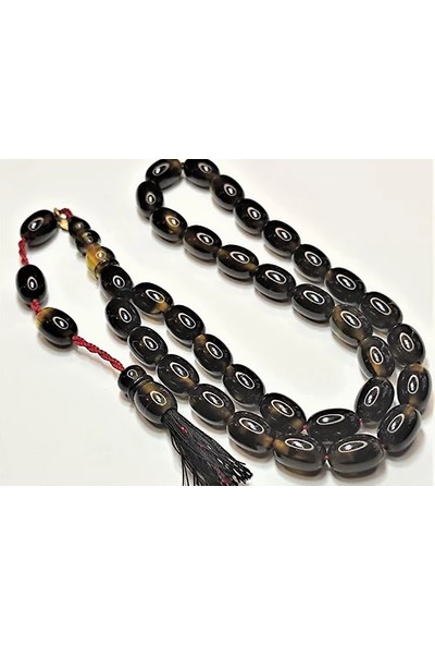 Iskeçe Tesbih Ayhan Turan Usta Işi Imzalı Mühürlü Ip Püsküllü Sıkma Kehribar