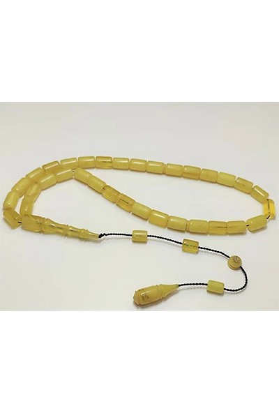 İskeçe Tesbih Mesut Elma Usta İşi Imzalı Mühürlü Sıkma Kehribar Tesbih