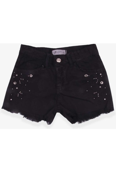 Escabel Kız Çocuk Şort Kuş Gözü Aksesuarlı Siyah (10-16 Yaş)