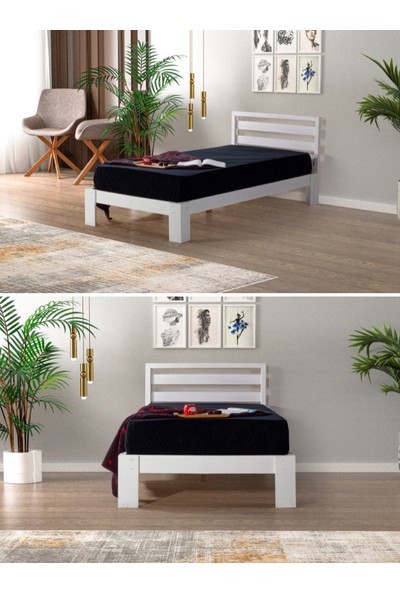 Modimo Venüs Ahşap Tek Kişilik Karyola-Beyaz