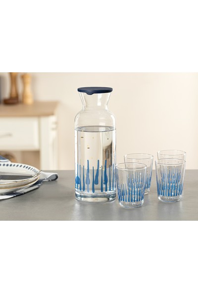 English Home Coastal Stripe Cam 5 Parça Su Takımı 1260 ml Lacivert English Home Coastal Stripe Cam 5 Parça Su Takımı 1260 ml Lacivert