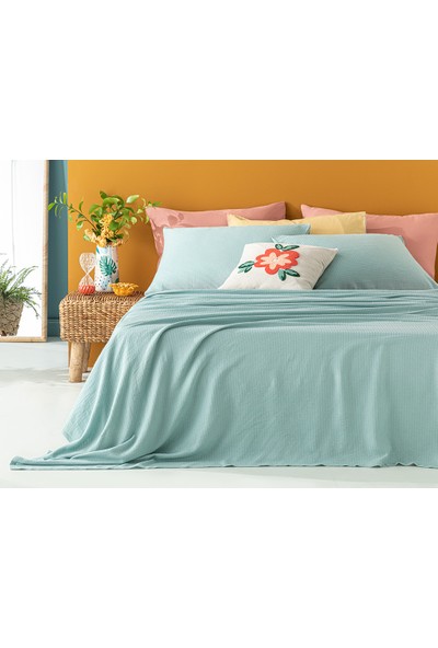 English Home Genesis Soft Touch Tek Kişilik Pike Seti 150X220 cm Turkuaz English Home Genesis Soft Touch Tek Kişilik Pike Seti 150X220 cm Turkuaz