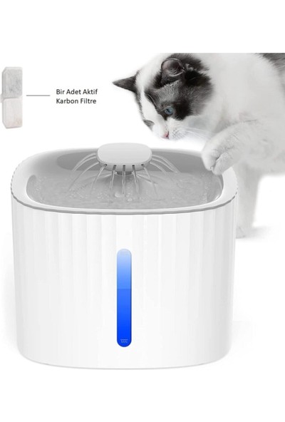 TEKNOPET Kedi Köpek Su Pınarı Otomatik Kedi Su Şelalesi, LED Işıklı Kedi Su Sebili, Ultra Sessiz 3 Litre