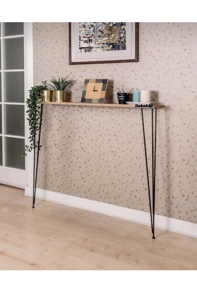Dekokap Metal Ayaklı Dresuar 100CM & Antre Hol Rafı Teak Dekokap Metal Ayaklı Dresuar 100CM & Antre Hol Rafı Teak