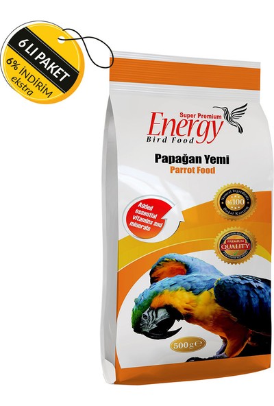 Super Energy Papağan Yemi 500 G Özel Koli 6 Adet Super Energy Papağan Yemi 500 G Özel Koli 6 Adet