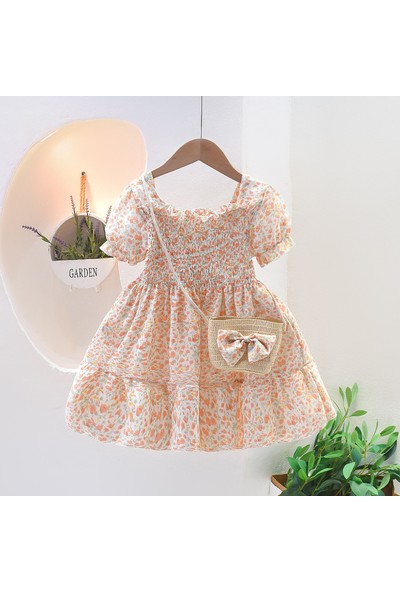 Muzi Kız Çocuk Havalı Çiçek Etek Bebek Prenses Elbise (Yurt Dışından)