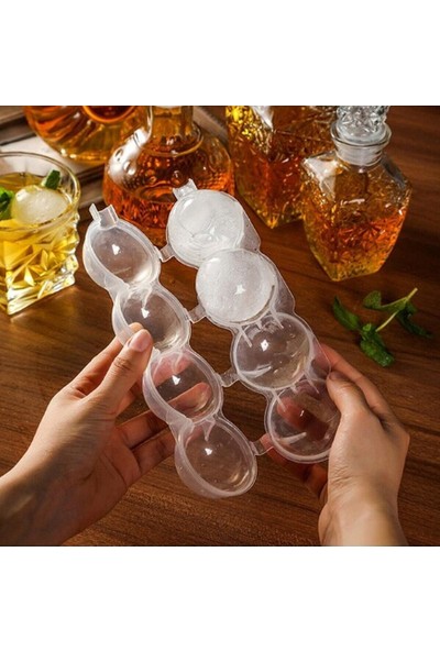 Zeysa Home 4'lü Küre Buz Topu Kalıbı - Yuvarlak Içecek Buz Topu Dondurucu Buzluk Zeysa Home 4'lü Küre Buz Topu Kalıbı - Yuvarlak Içecek Buz Topu Dondurucu Buzluk