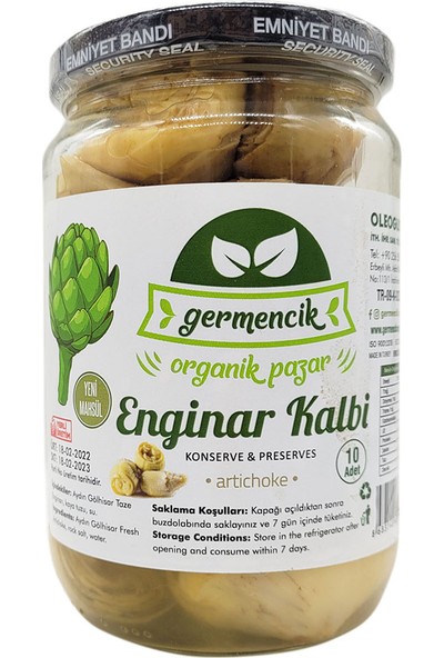Germencik Organik Konserve Sakız Enginar Kalbi 720 gr Germencik Organik Konserve Sakız Enginar Kalbi 720 gr