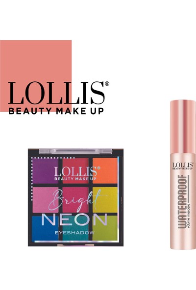 Lollis Makyaj Seti Neon Far Paleti & Waterproof Maskara Lollis Makyaj Seti Neon Far Paleti & Waterproof Maskara