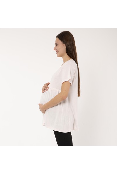 Baby Mom Hamile Büzgülü Kısa Kol Tshirt