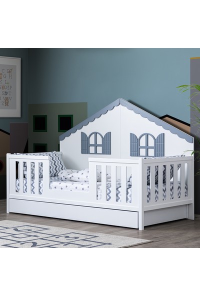 Setay Montessori Yatak Erdek Yavrulu Montessori Karyola - Gri