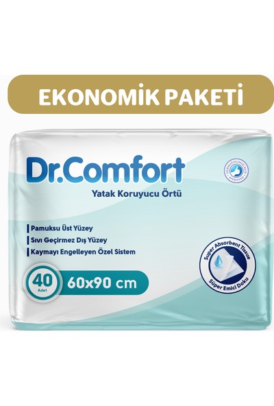 Dr.comfort 60X90 Yatak Koruyucu Örtü 10'lu 4 Paket 40 Adet Dr.comfort 60X90 Yatak Koruyucu Örtü 10'lu 4 Paket 40 Adet