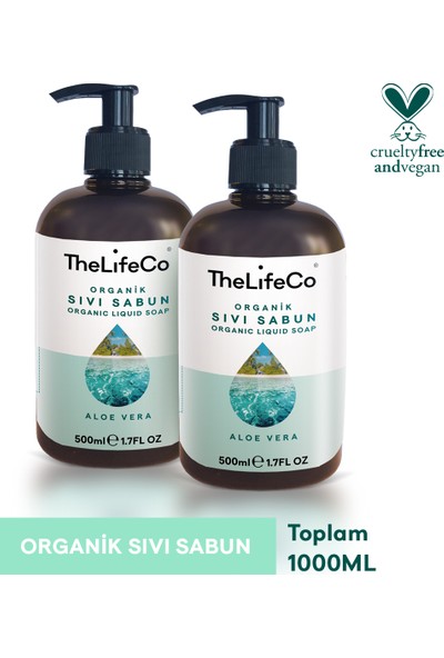 Thelifeco Organik Sıvı Sabun 500 ml Aloe Vera X2