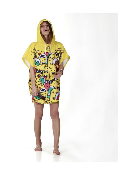 Desenli Kadın Plaj Havlu, Kapüşonlu Surf Panço Desenli Kadın Plaj Havlu, Kapüşonlu Surf Panço
