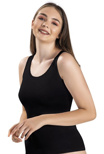 Jiber Kadın Siyah Modal Pamuklu Atlet 616