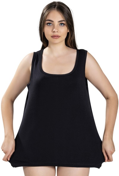 Jiber Kadın Siyah Pamuklu Büyük Beden 2 Li Atlet 640