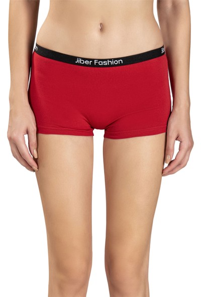 Jiber Kadın Kırmızı Viskoz Likralı 2 Li Boxer 588