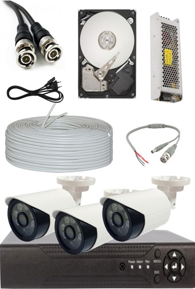 Elitcam 3 Kameralı Full Hd Güvenlik Kamera Seti 5mp Lens 1080P Elitcam 3 Kameralı Full Hd Güvenlik Kamera Seti 5mp Lens 1080P