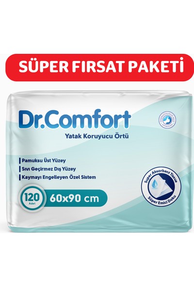 Dr.comfort 60X90 Yatak Koruyucu Örtü 30'lu 4 Paket 120 Adet Dr.comfort 60X90 Yatak Koruyucu Örtü 30'lu 4 Paket 120 Adet