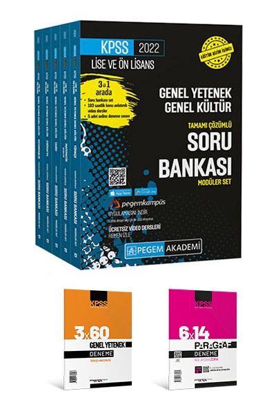 Pegem Akademi Yayıncılık 2022 KPSS Lise ve Ön Lisans Genel Yetenek Genel Kültür Tamamı Çözümlü Soru Bankası Seti Pegem Akademi Yayıncılık 2022 KPSS Lise ve Ön Lisans Genel Yetenek Genel Kültür Tamamı Çözümlü Soru Bankası Seti